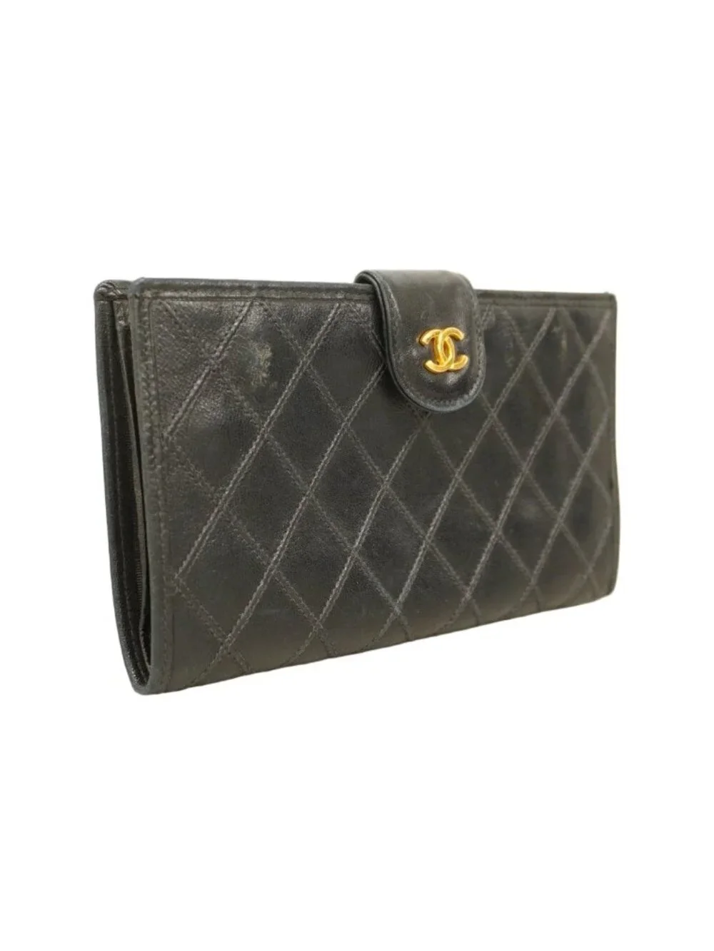 CHANEL | Bags | Chanel Wallet Bicolor Lambskin Black Gold | Poshmark